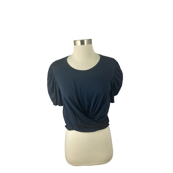 A.L.C. | Tops | Alc Navy Blue Monica Top Tie Back Puff Sleeve Italian ...